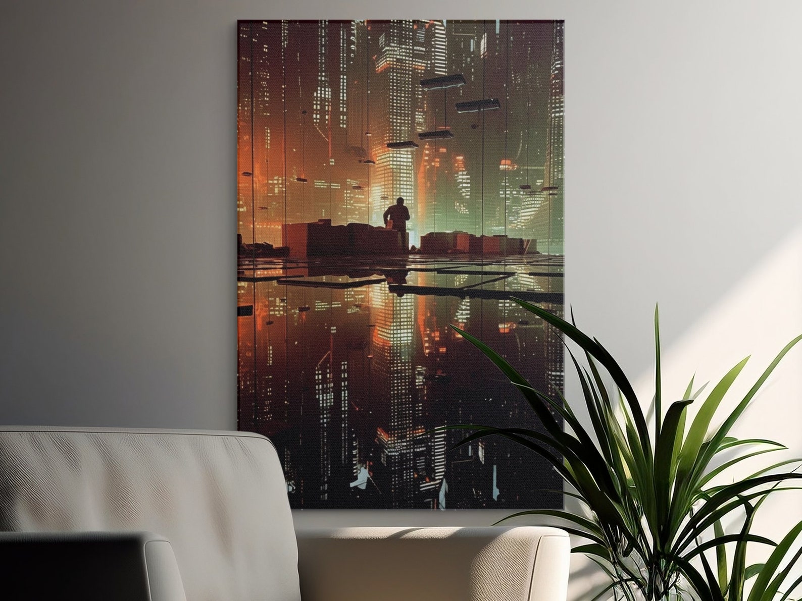 City Reflections Wall Art Cyberpunk Futurism, Sci-fi Printable Poster ...