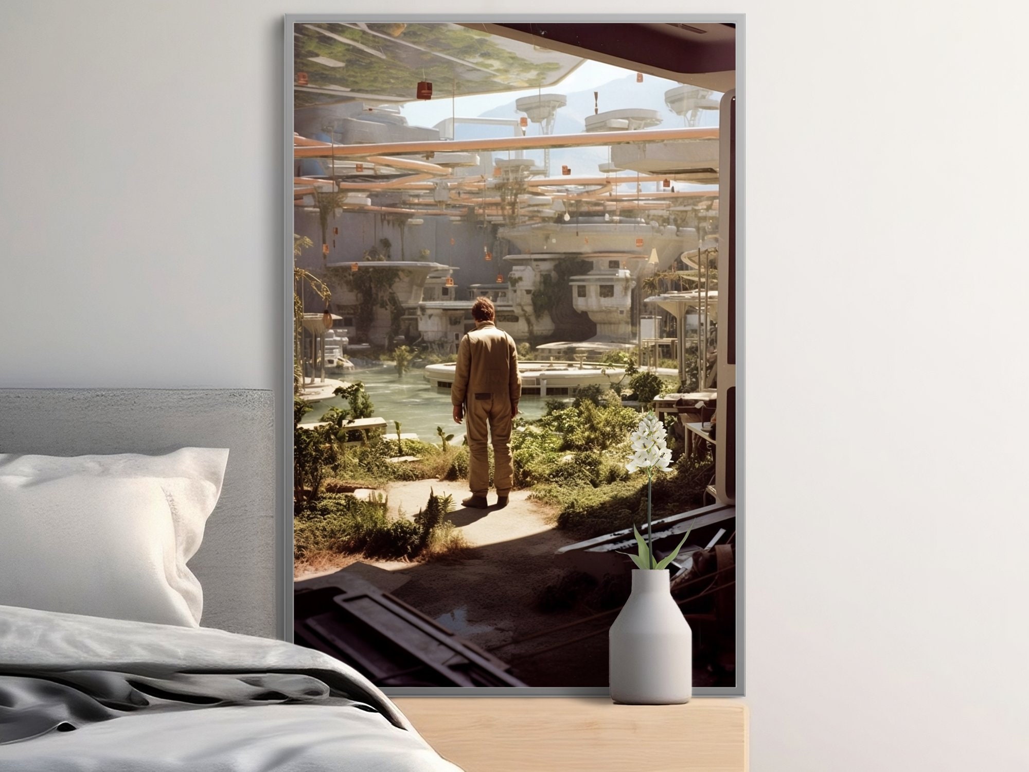 Futuristic Scifi Wall Art| Cyberpunk Fantasy Cityscape, Sci-fi ...