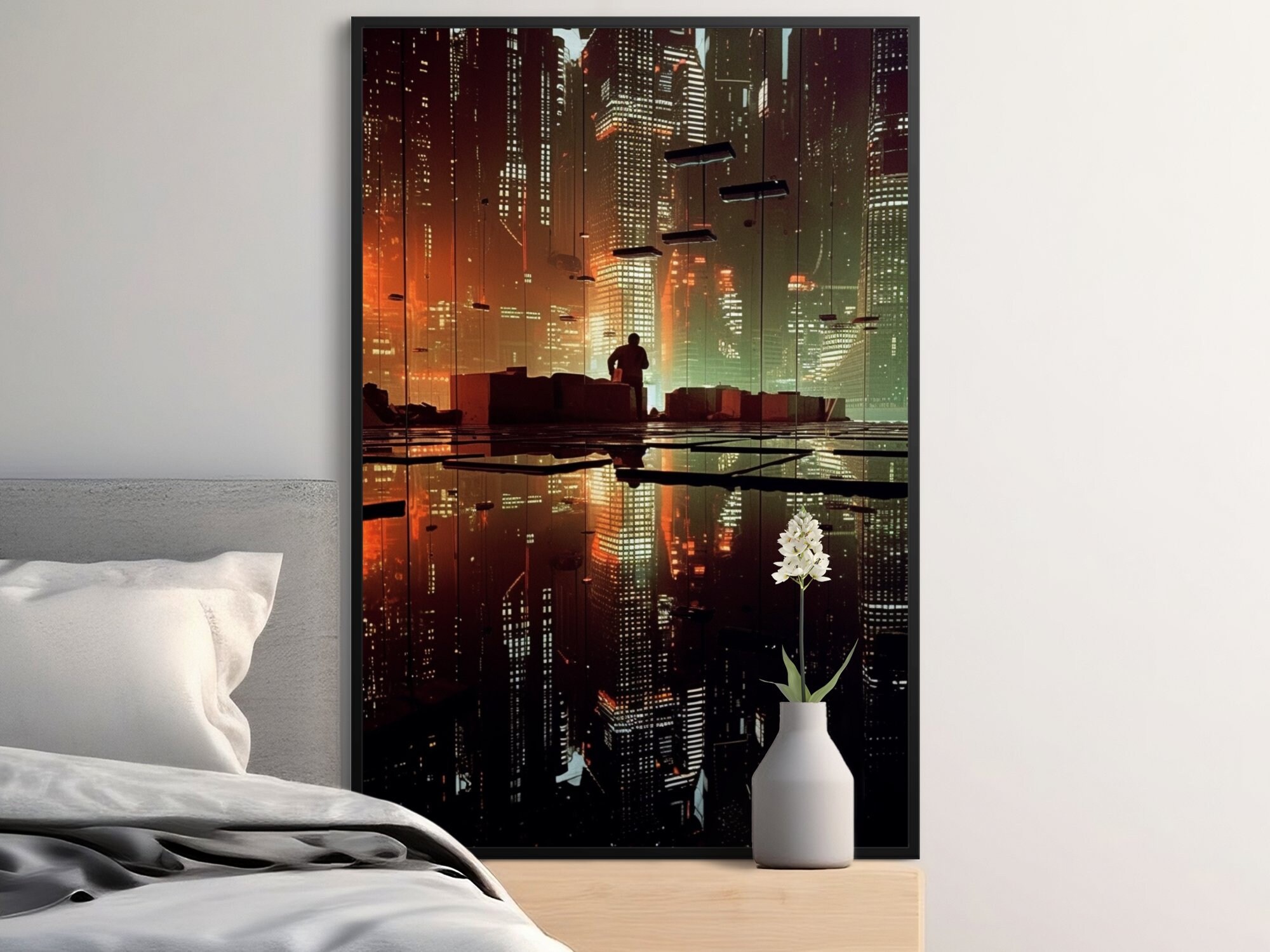 City Reflections Wall Art| Cyberpunk Futurism, Sci-fi Printable Poster ...