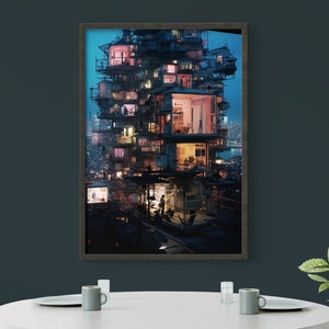 Cyberpunk Architectural Wall Art| Nighttime Cityscape, Sci-fi Printable ...