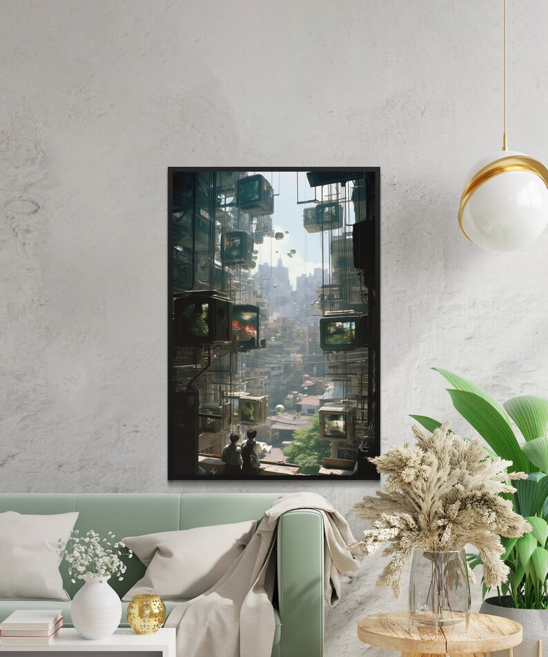 Cyberpunk Wall Art Futuristic Cityscape, Sci-fi Printable Poster ...