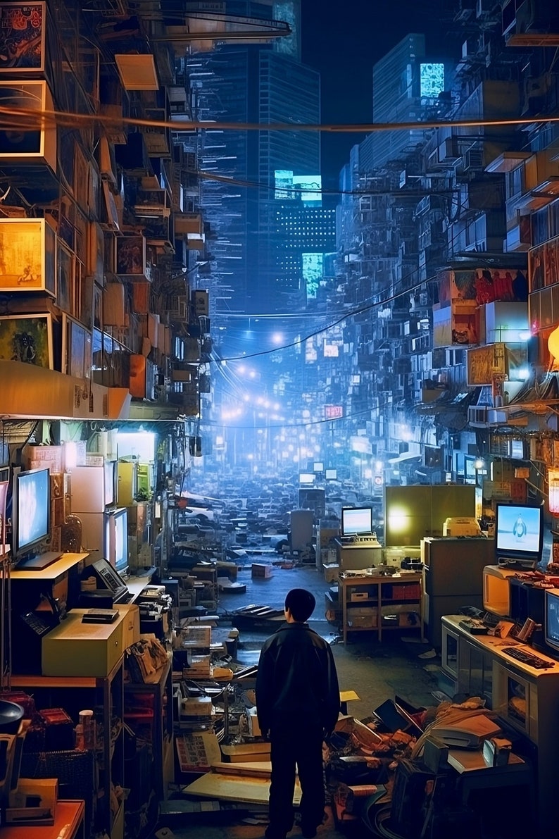 Cyberpunk City Wall Art Sci-fi Printable Wall Poster Gift for Friend ...