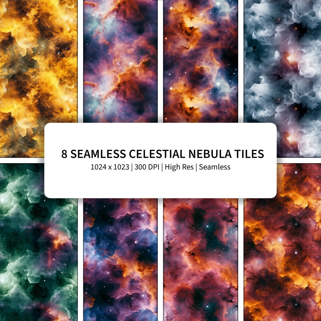 Celestial Nebula Digital Paper Pack #1 | Cosmos | Seamless Tiles ...