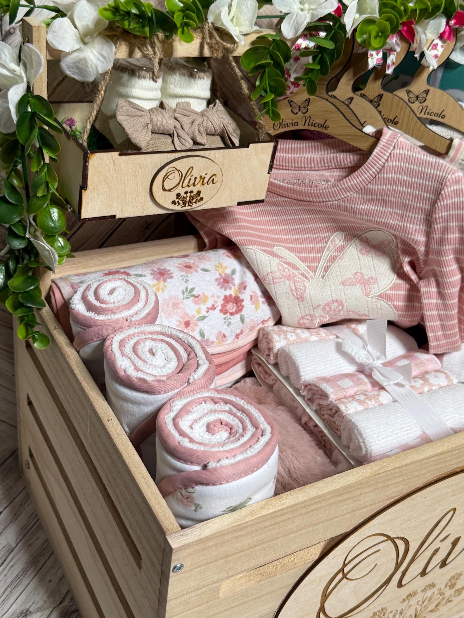 Infant Baby Shower Crate Gift With Swing Custom Baby Crate Closet Baby ...