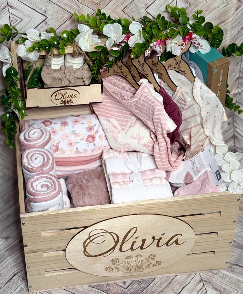 Infant Baby Shower Crate Gift With Swing Custom Baby Crate Closet Baby ...