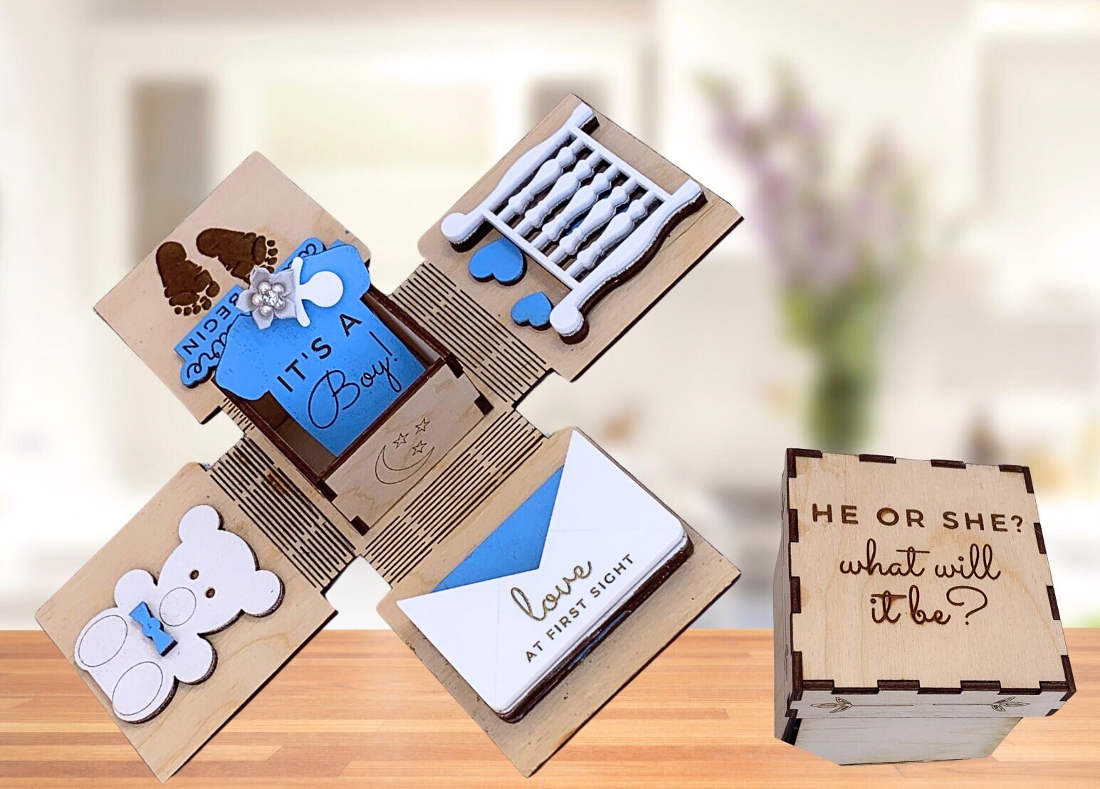 Gender Reveal Surprise Explosion Box, Surprise Box, Anniversary Gift ...