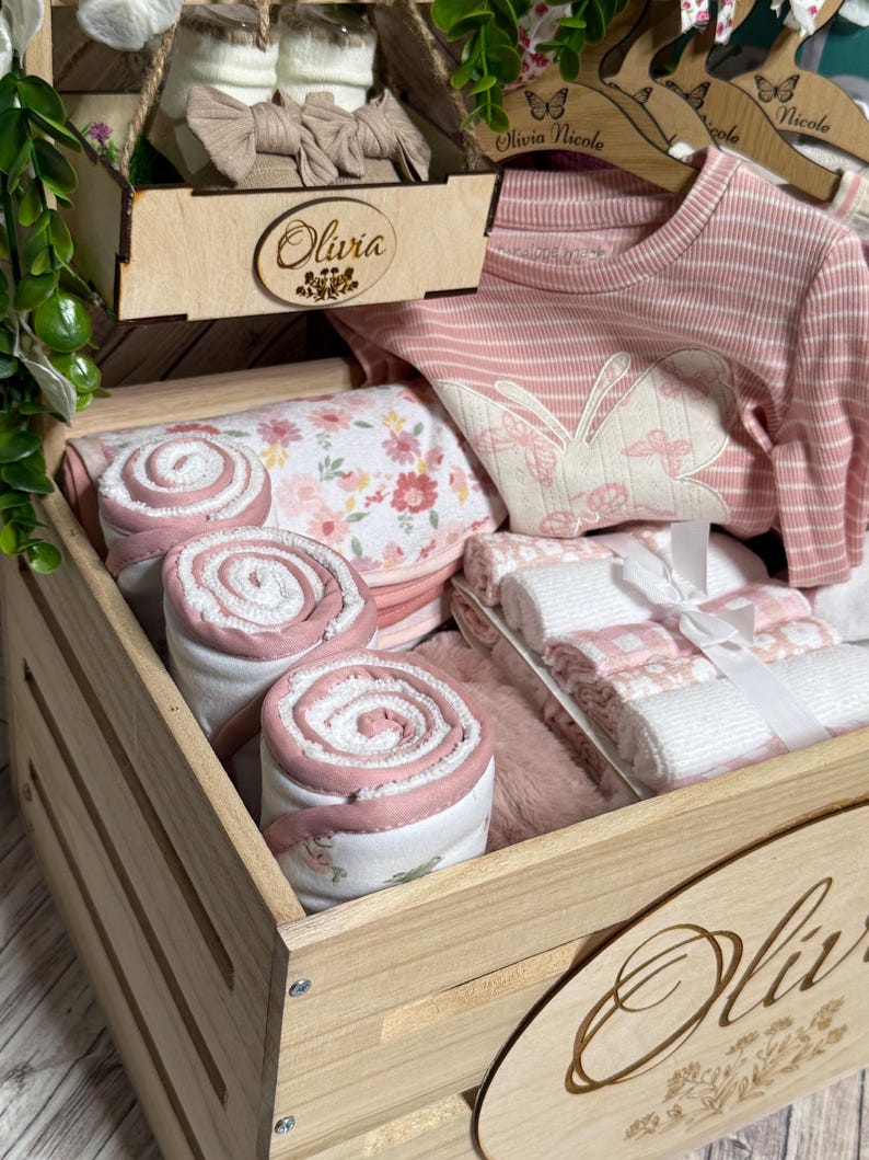 Infant Baby Shower Crate Gift With Swing Custom Baby Crate Closet Baby ...