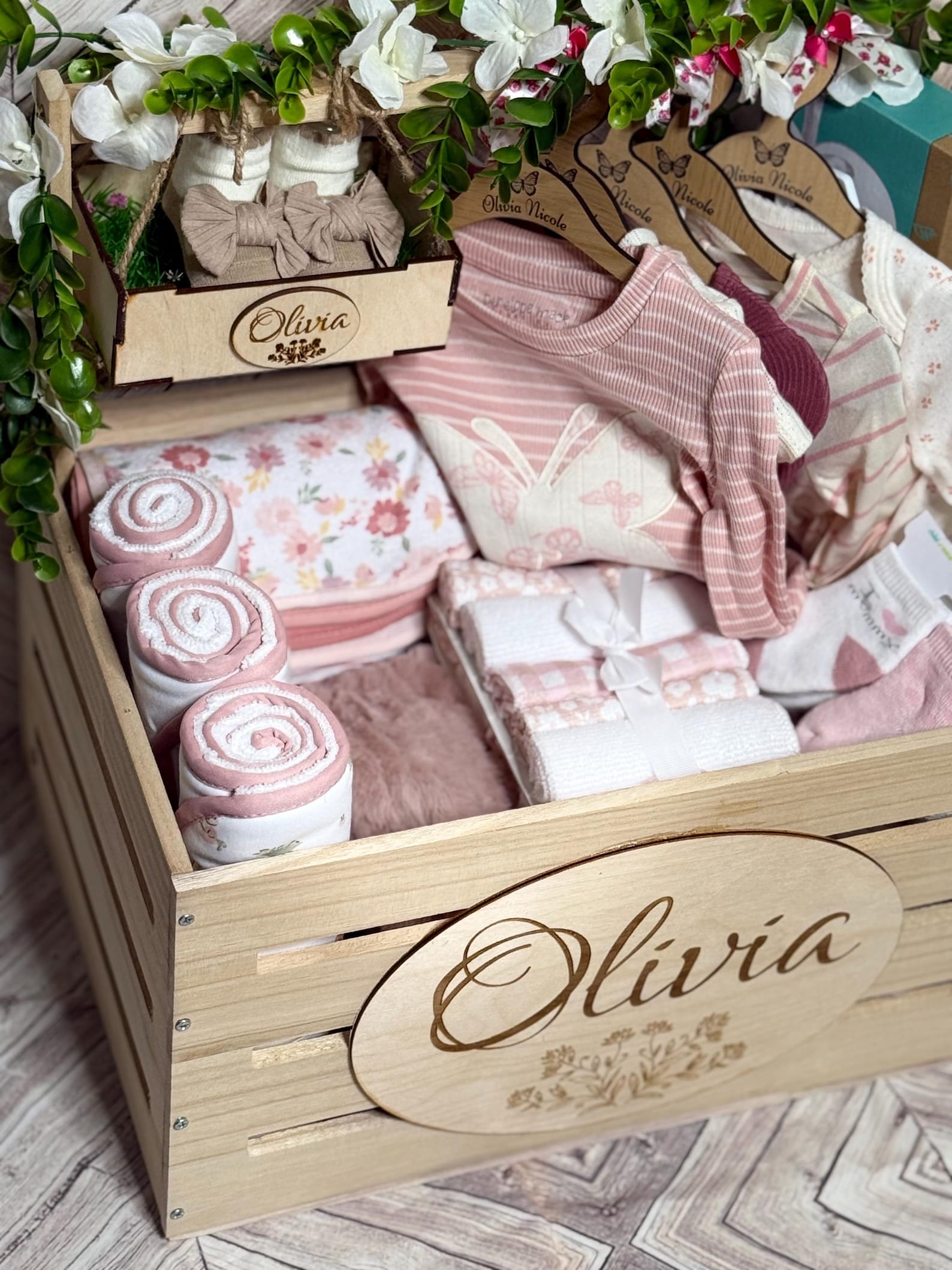 Infant Baby Shower Crate Gift With Swing Custom Baby Crate Closet Baby ...