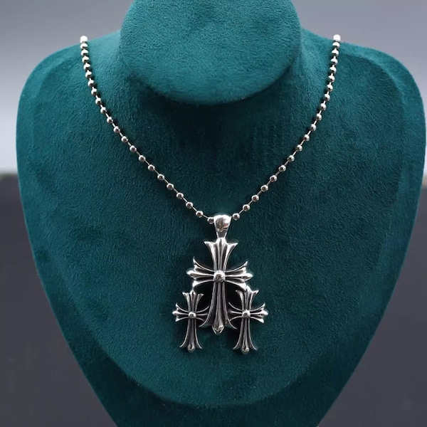 Chrome Heart Cross Necklace - Etsy