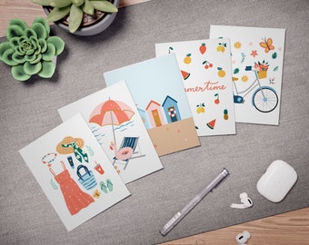 Printable Summer Flat Card Pack of 5 | Greeting Cards Multipack ...