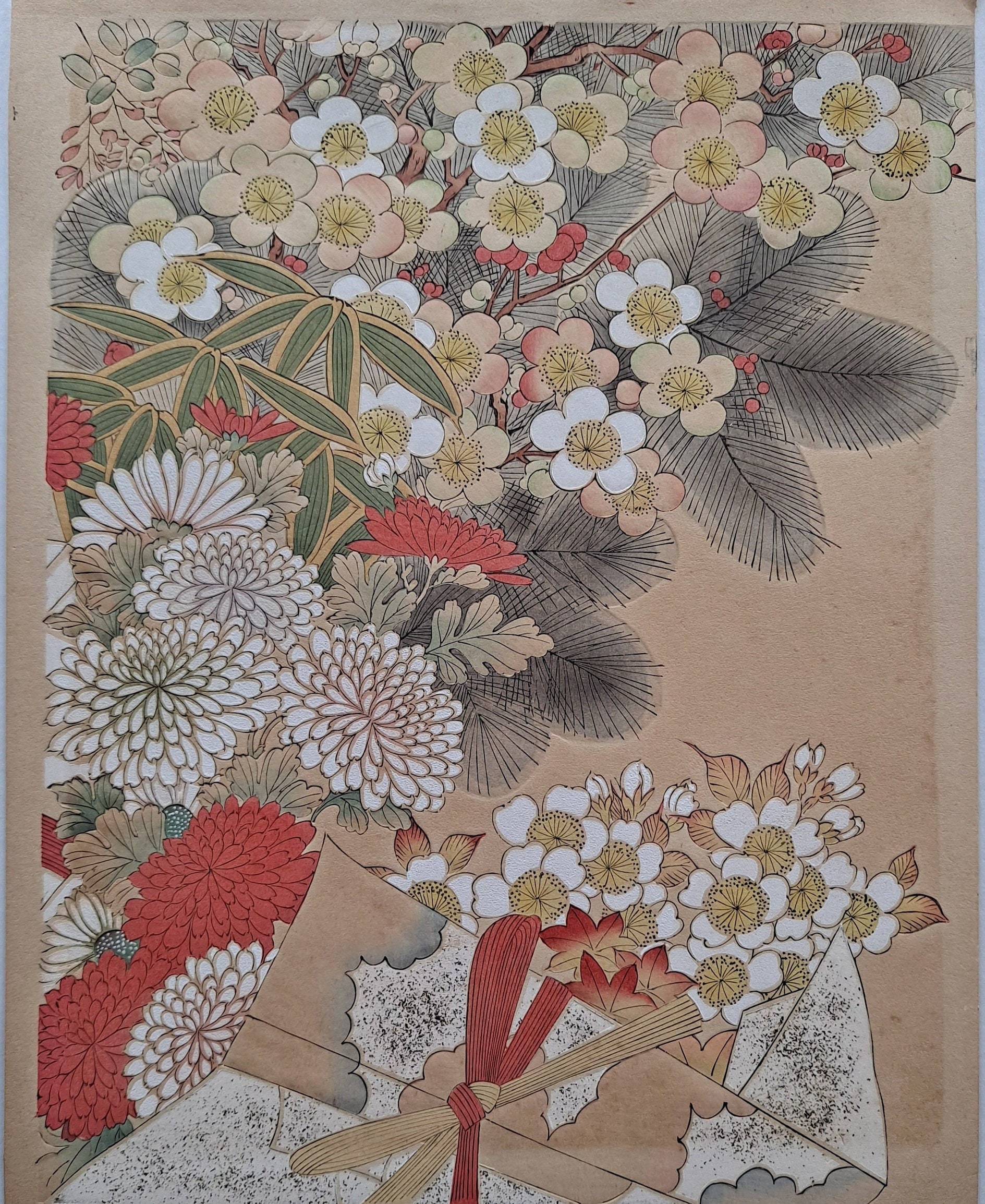 Kyoto Yuzen Kimono Pattern Color Woodblock Print - Etsy