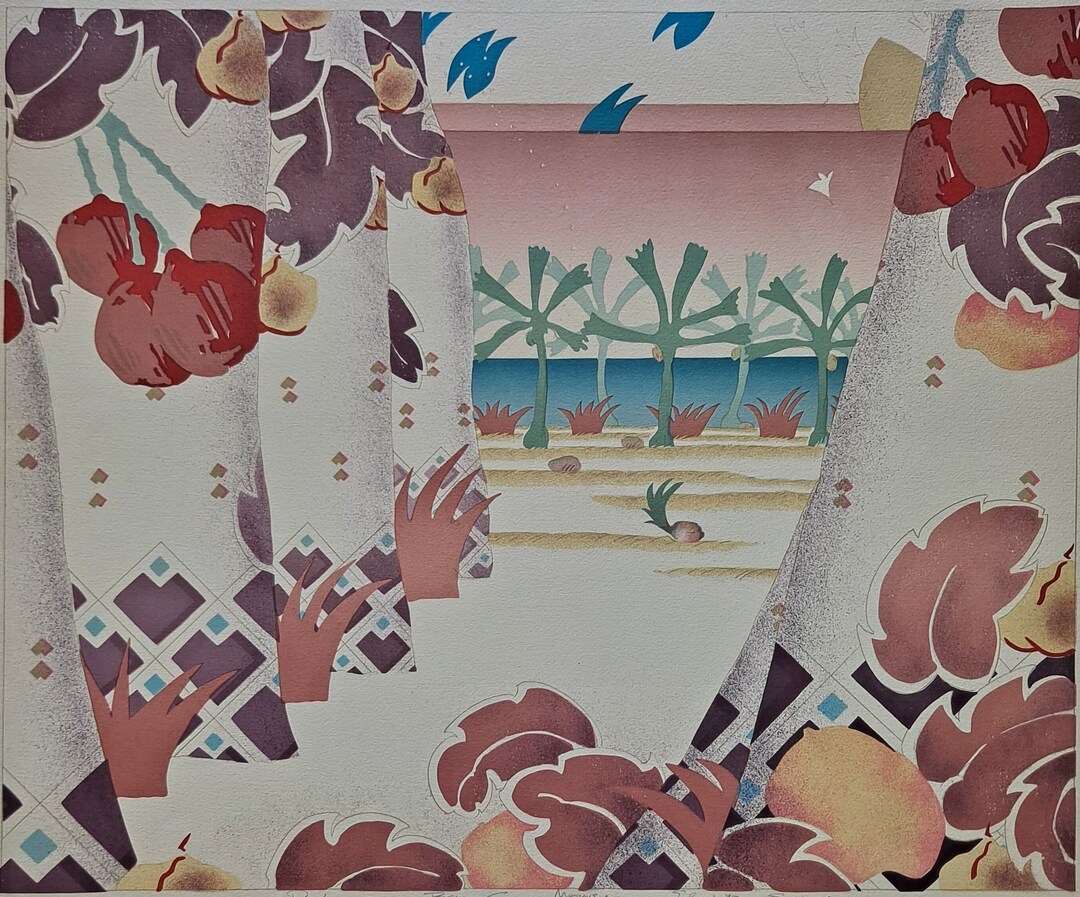 Elizabeth Schippert (1949) Original Lithograph "beach Evening Moonrise ...