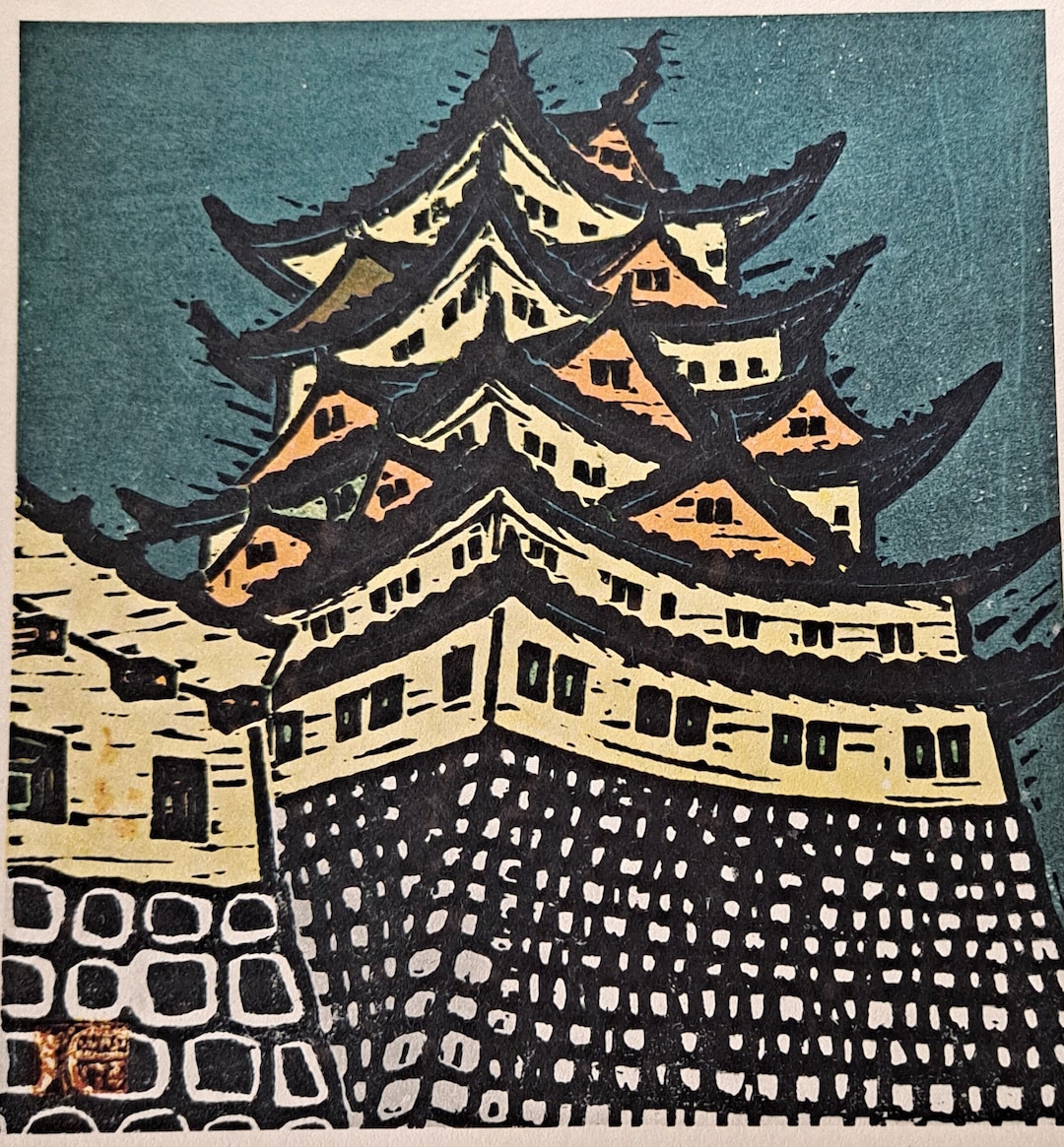 Rokuro Mute - Vintage Midcentury Japanese Woodblock Style Print ...