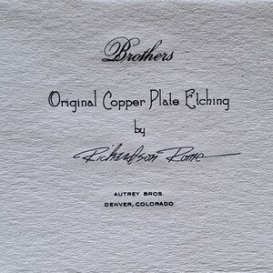 Richardson Rome (1902-1981) Original Etching Titled “brothers” - Etsy