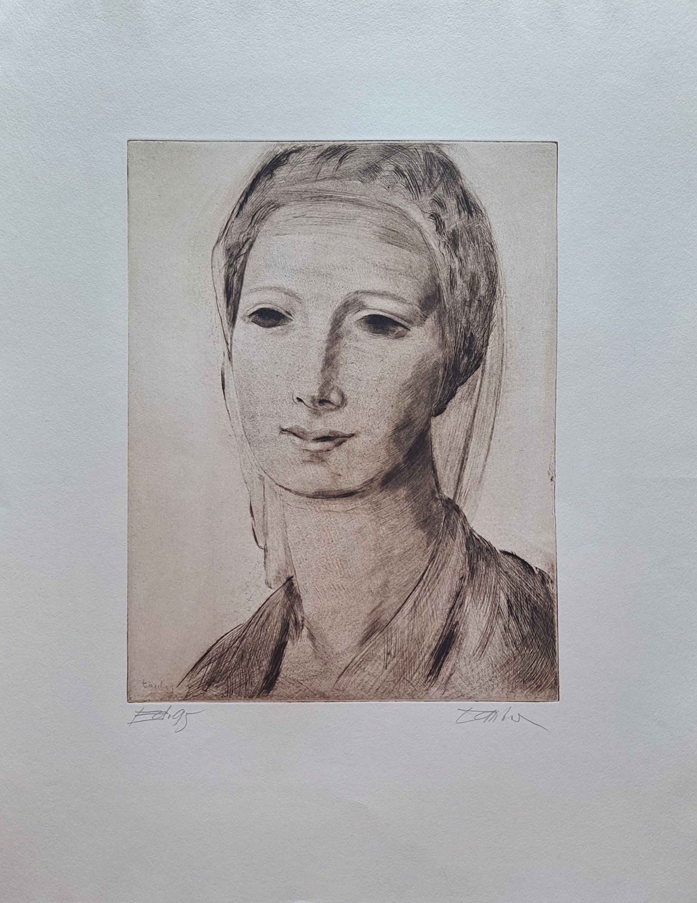 Frederic Taubes 1900-1981 Original Etching Titled woman Wearing a Veil ...