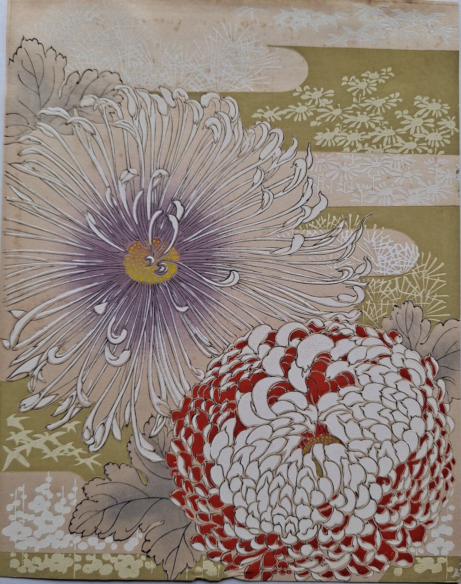 Kyoto Yuzen Kimono Pattern Color Woodblock Print - Etsy