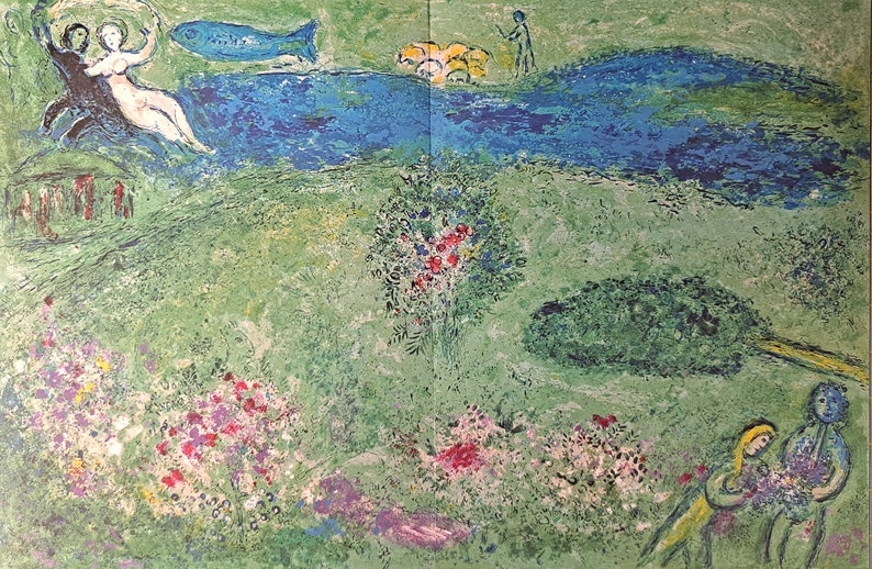 Offset Lithograph by Marc Chagall From Daphnis and Chloe – Titled: the ...