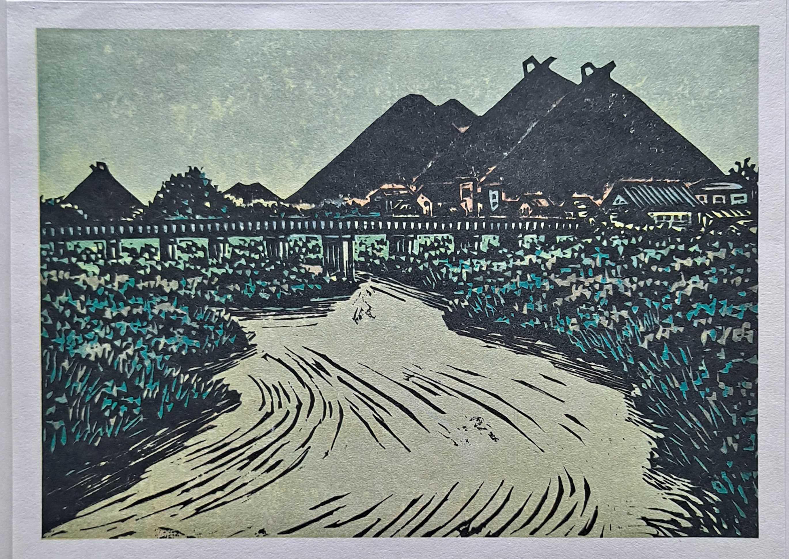 Masao Eto Vintage Midcentury Japanese Woodblock Print Onga River and ...