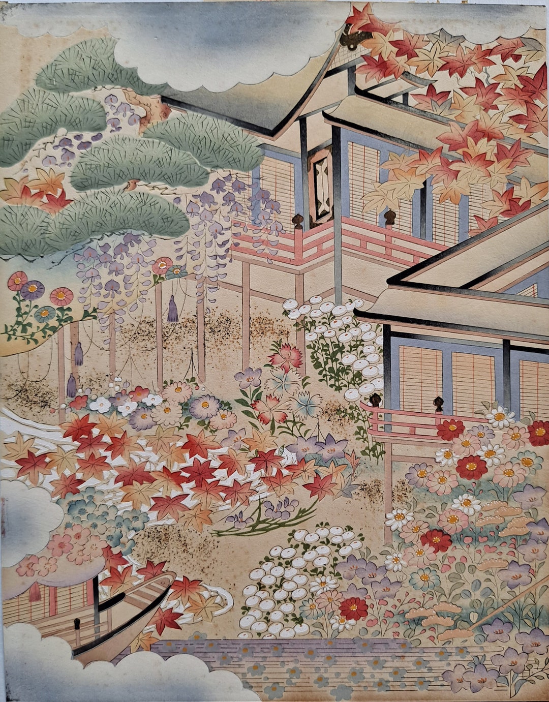 Kyoto Yuzen Kimono Pattern Color Woodblock Print - Etsy