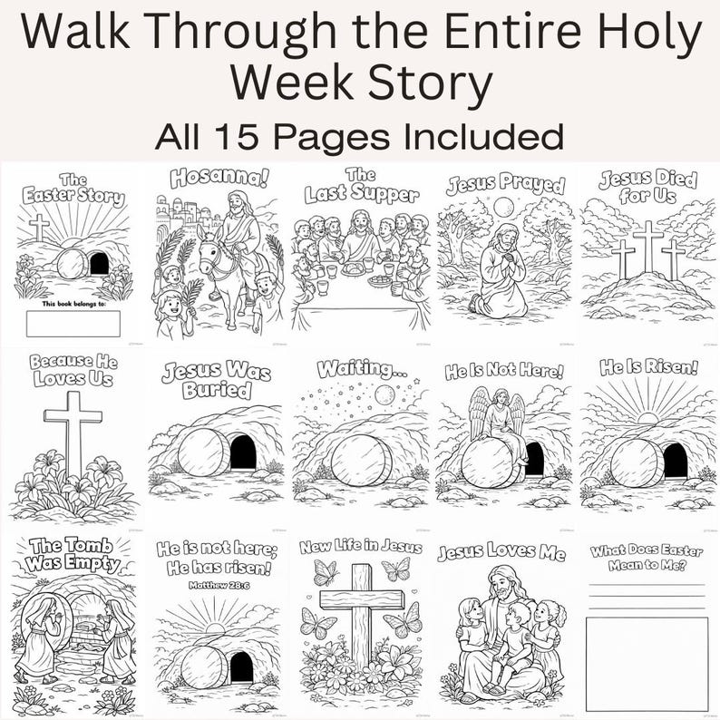 Christian Easter Coloring Pages for Kids | Holy Week Bible Story ...