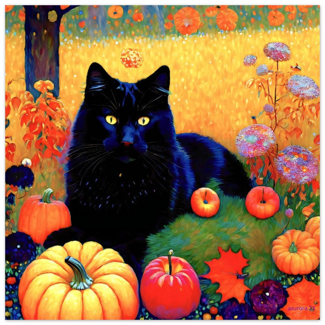 CAT 2 AUTUMN I Cat Poster I Happy Cat Picture I Children's Room I Cat ...