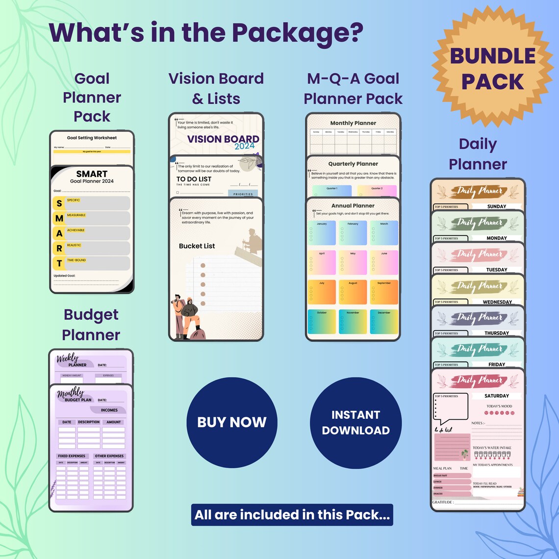 2024 All in One Personal Planner Bundle Goal Planner, Budget Planner ...