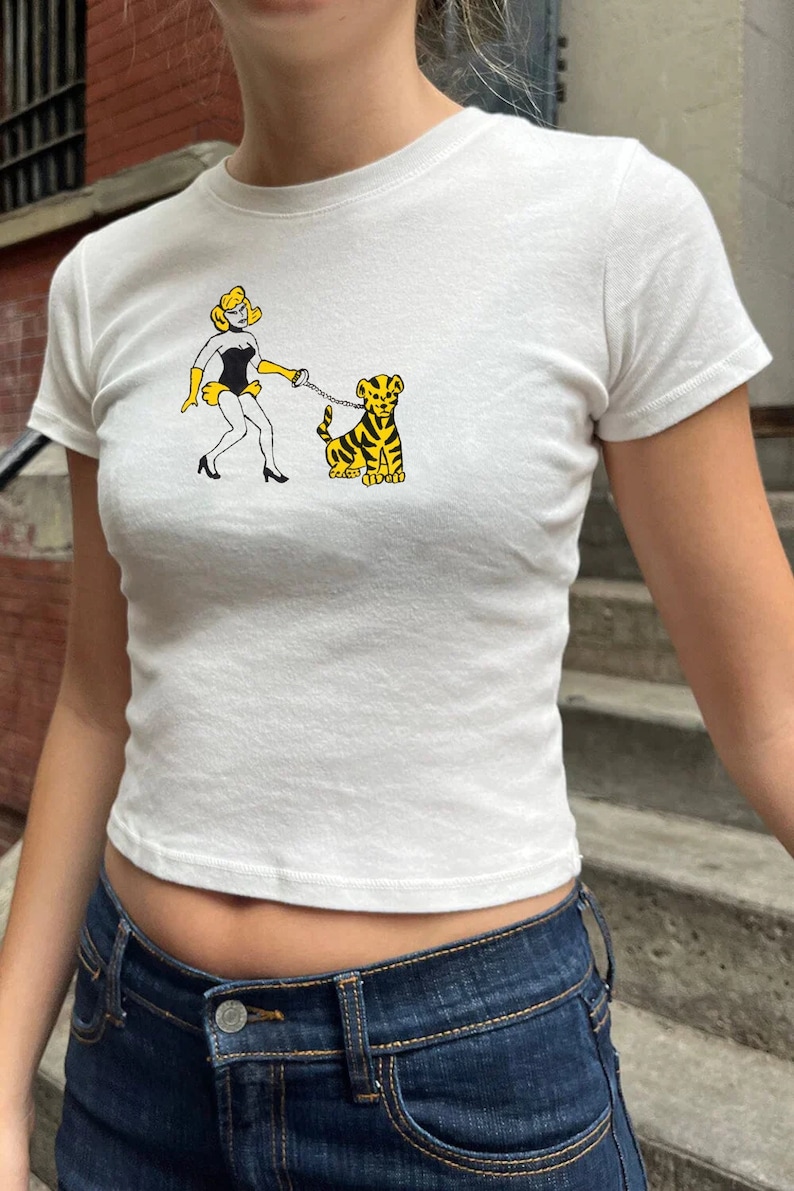 Tiger Lady Baby Tee, Coquette Baby Tee, Vintage Graphic Top, Pinterest ...