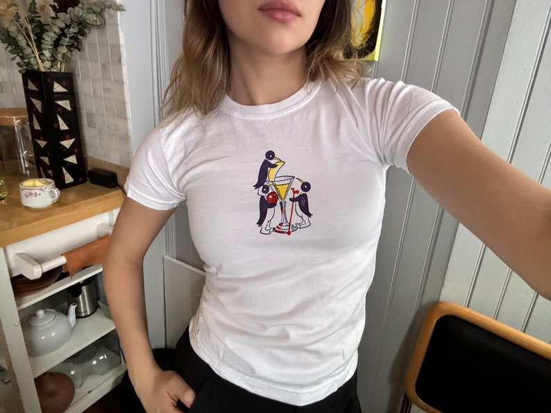 Retro Cocktail Baby Tee, Western Baby Tee, Pinterest Aesthetic, Retro ...