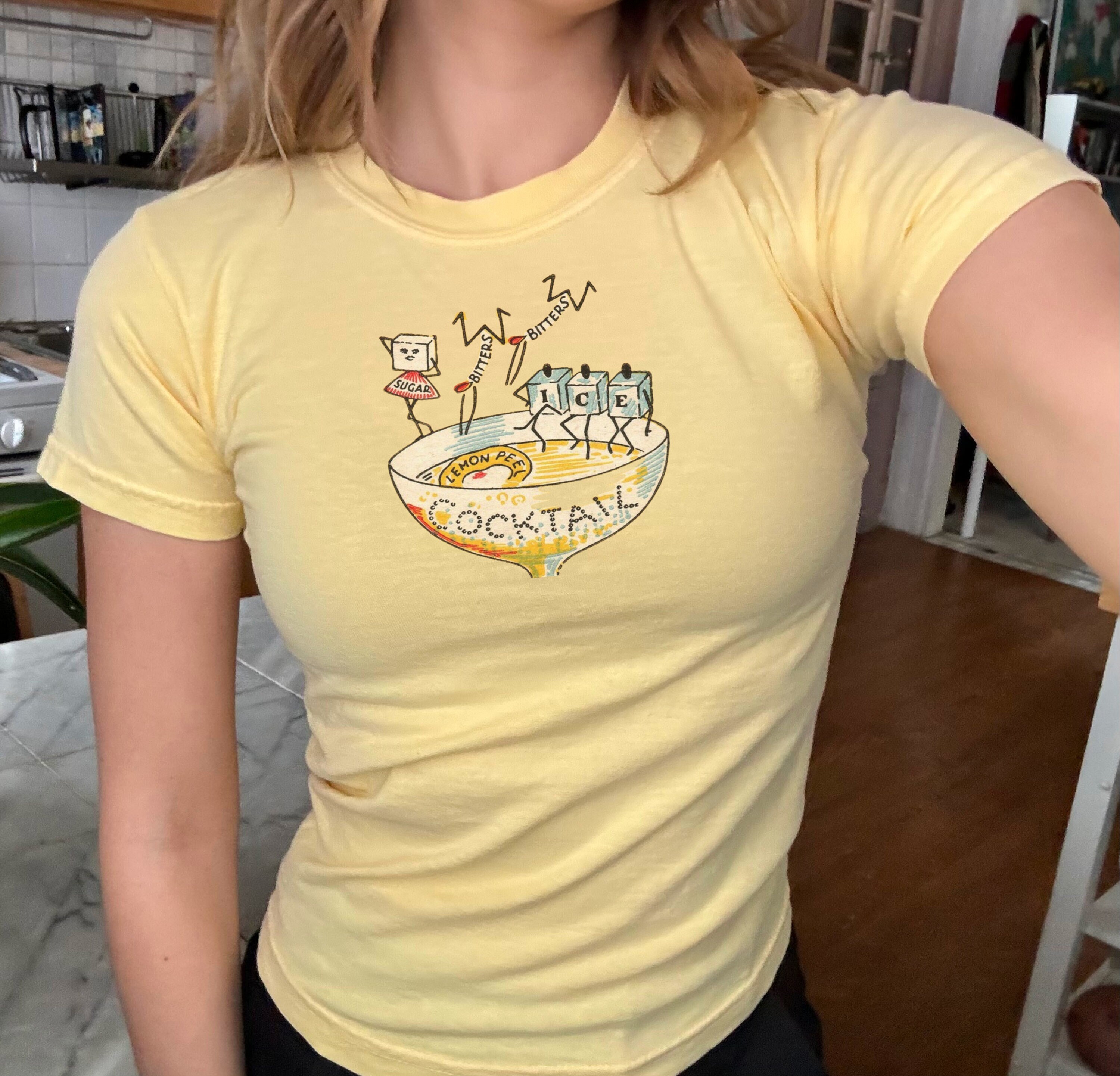 Retro Cocktail Baby Tee, Coquette Baby Tee, Retro Graphic Top ...