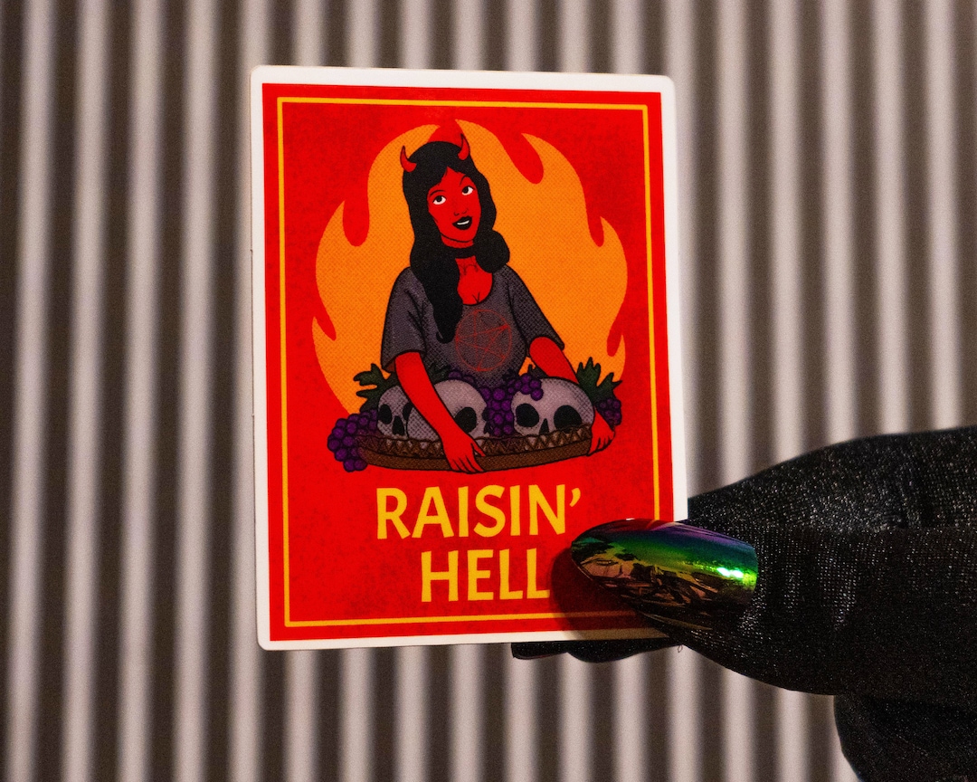 Raisin' Hell Devil Girl Raisin Box Sticker - Etsy