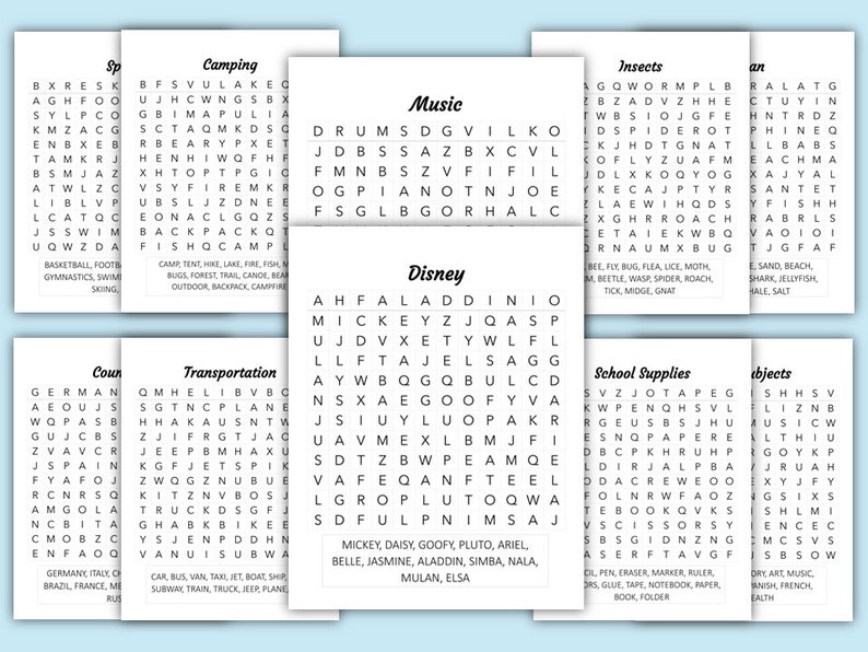 Sopa de Letras Imprimible 2 / Rompecabezas digitales e - Etsy México