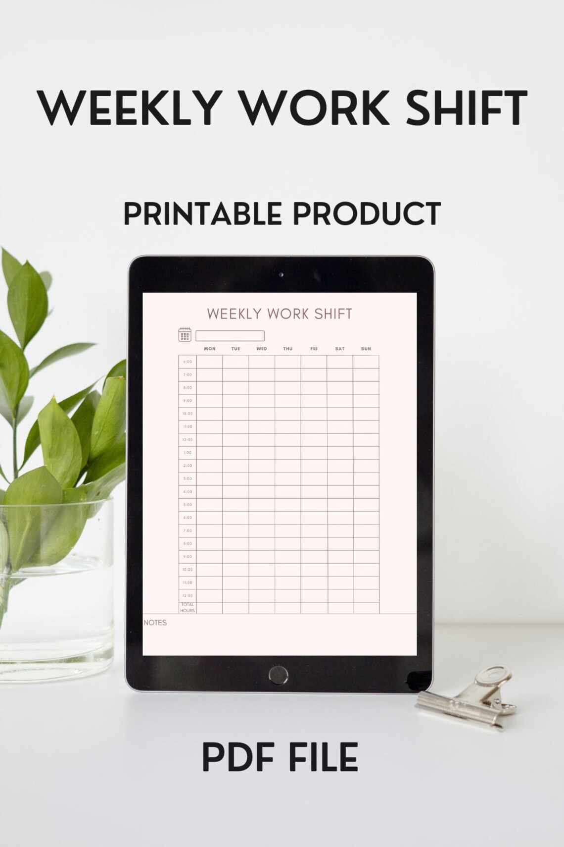 Weekly Work Shift Planner, Fillable Tracker Checklist (PDF) - Etsy