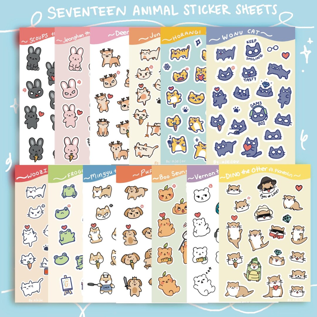 SVT Animal Sticker Sheets - Etsy