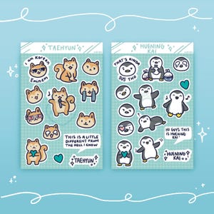 TXT Animal Sticker Sheets | Beomgyu Bear Yeonjun Fox Soobin Bunny ...
