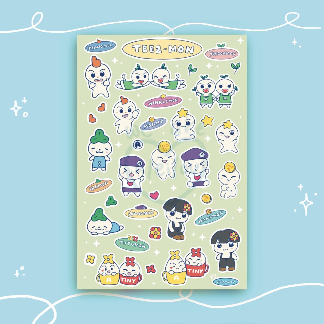 Ateez Teezmon Sticker Sheet Atiny Character - Etsy