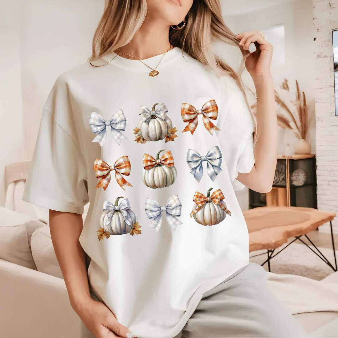 Coquette Bow Fall Pumpkin Png, Retro White Pumpkin Coquette Bow Png ...