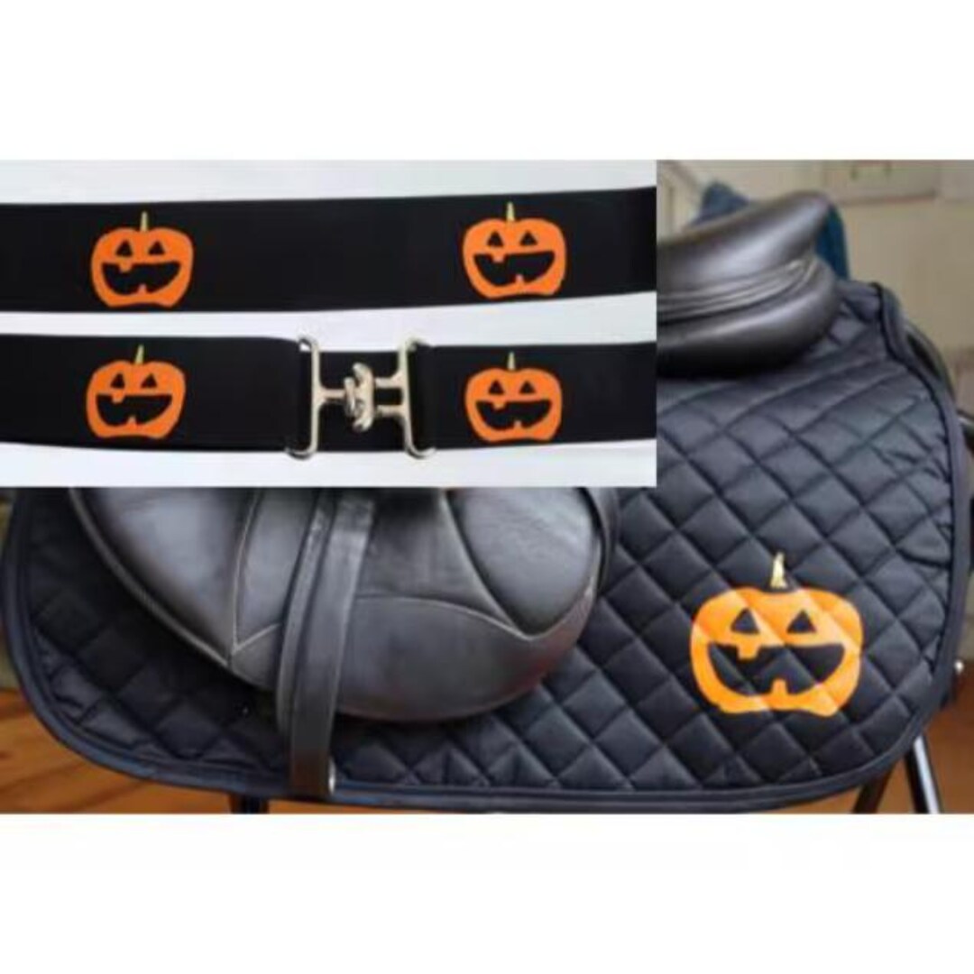 Equestrian Halloween Pumpkin Saddle Pad & Belt Set for Horseback Riding ...