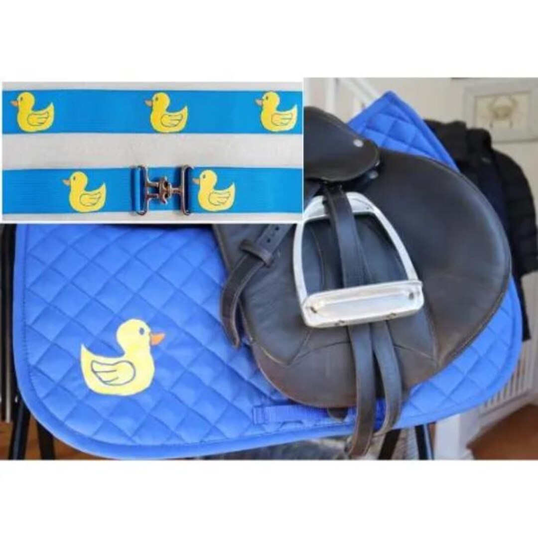 Ducks on Blue Saddle Pad and Belt, Cute Saddle Pad and Belt for ...