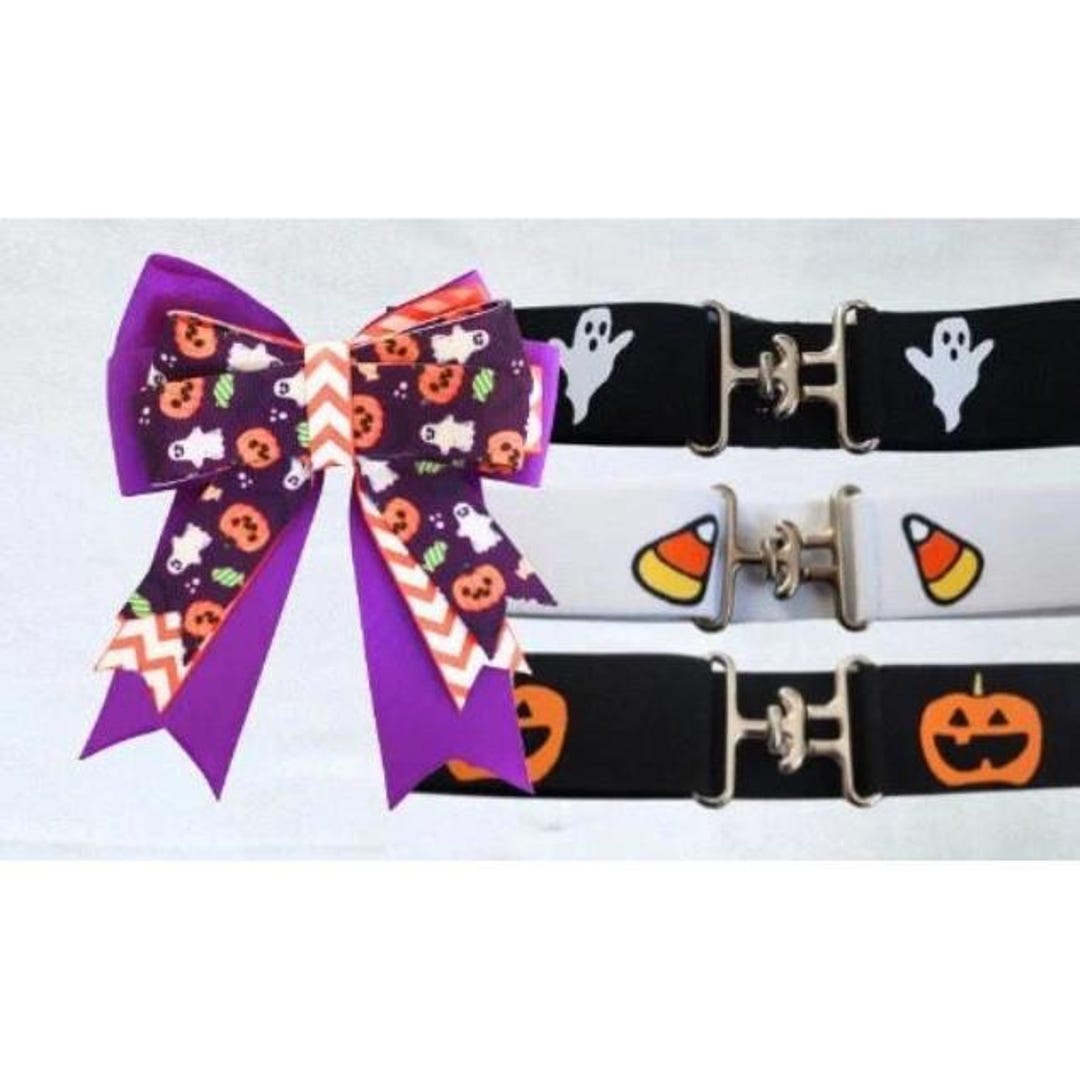 Halloween Horse Show Bow Plus Belt, Equestrian Hair Bows and Belt ...
