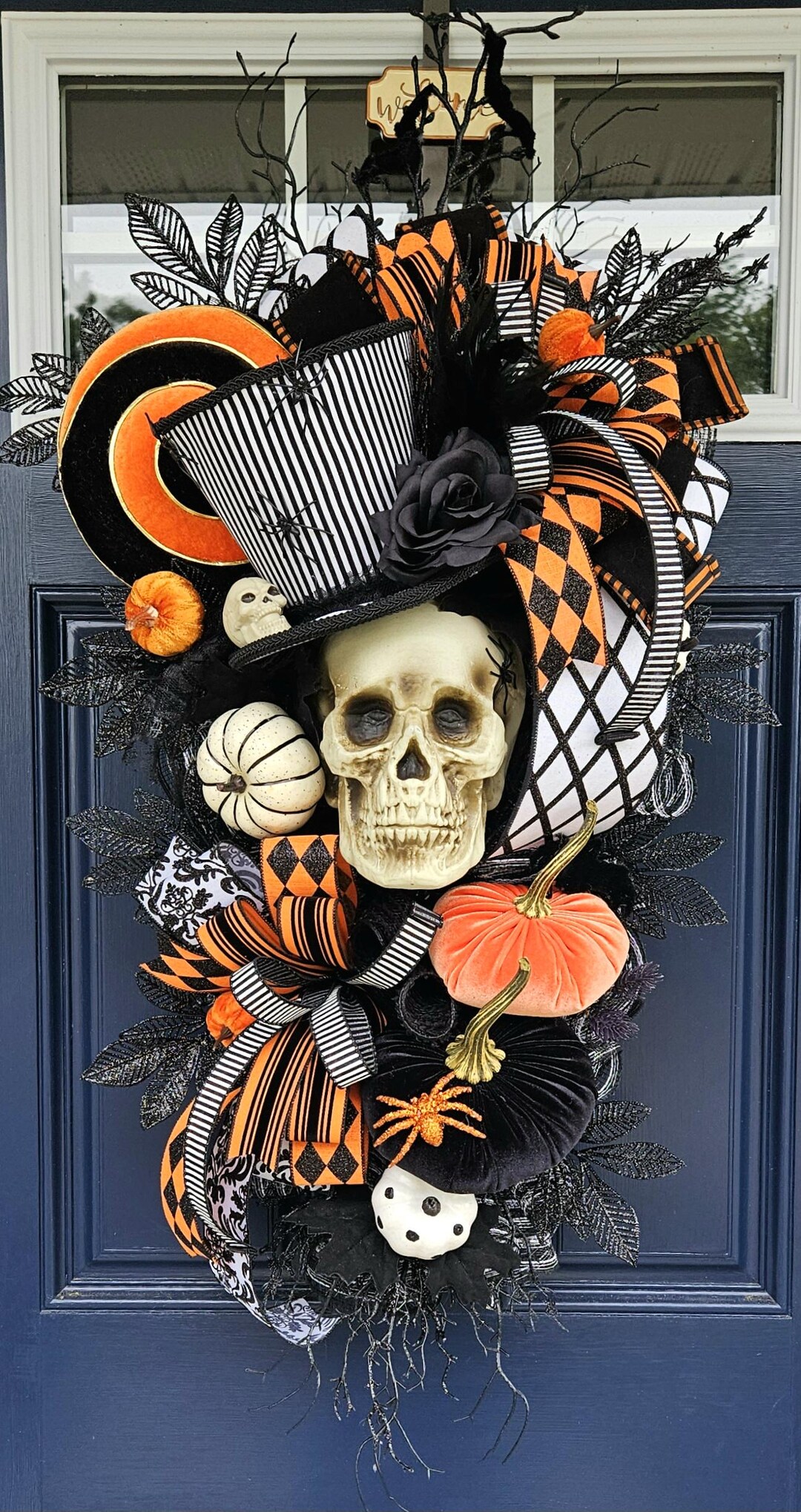 Skeleton Top Hat Wreath, Steampunk Skeleton Swag, Skull Top Hat ...
