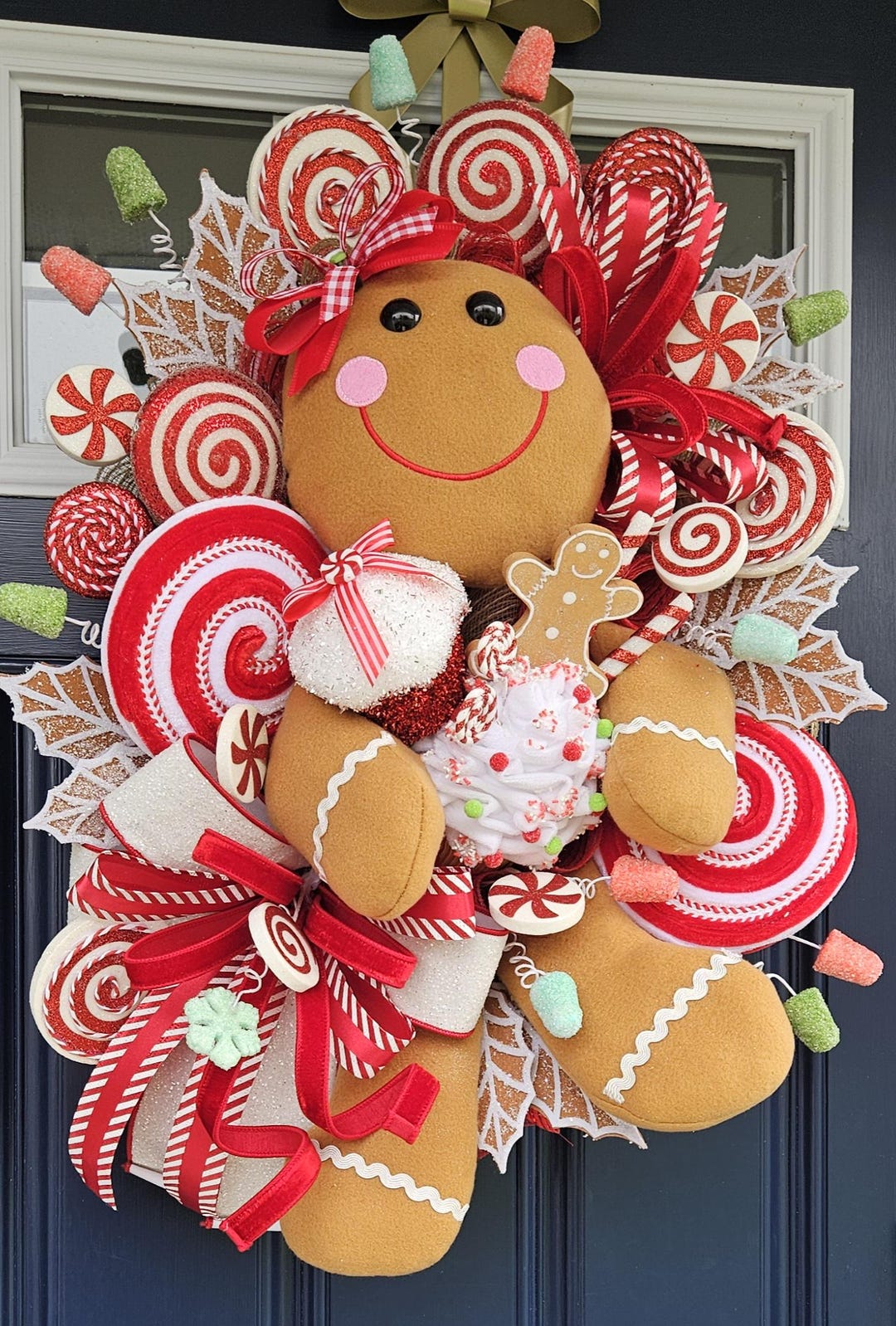 Christmas Gingerbread Girl Wreath, Candyland Holiday Decor - Etsy