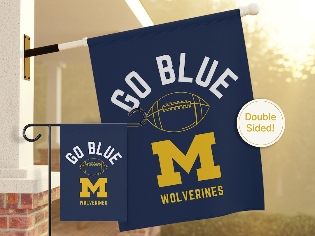 High Quality Go Blue Michigan Wolverines, Flag Garden or House Flag ...
