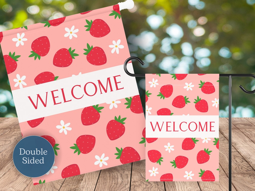 Summer Strawberry Garden Flag House Flag Red Strawberry Welcome Flag ...