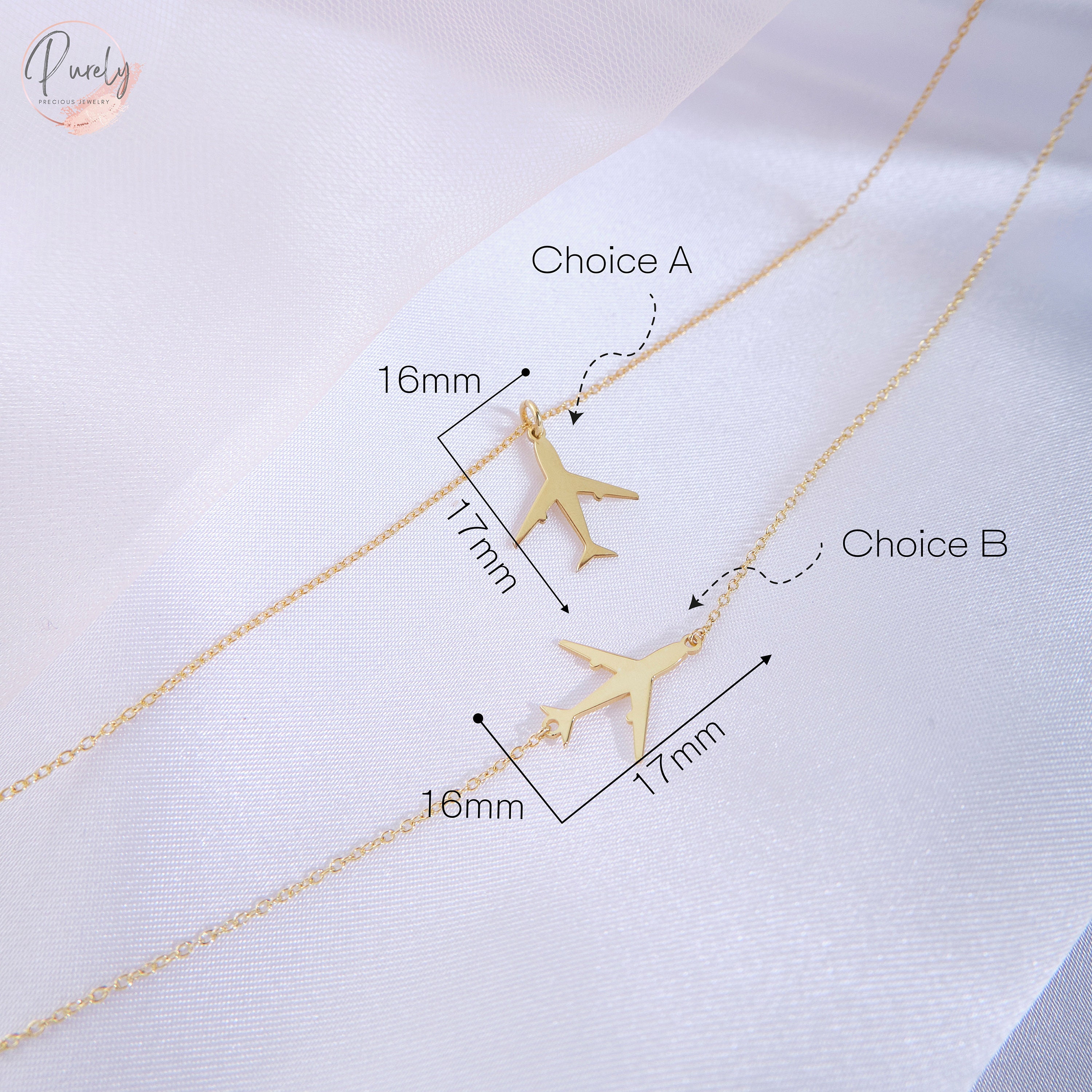 Plane Airplane Necklace With Thin Gold Chain Handmade Jewelry - Etsy