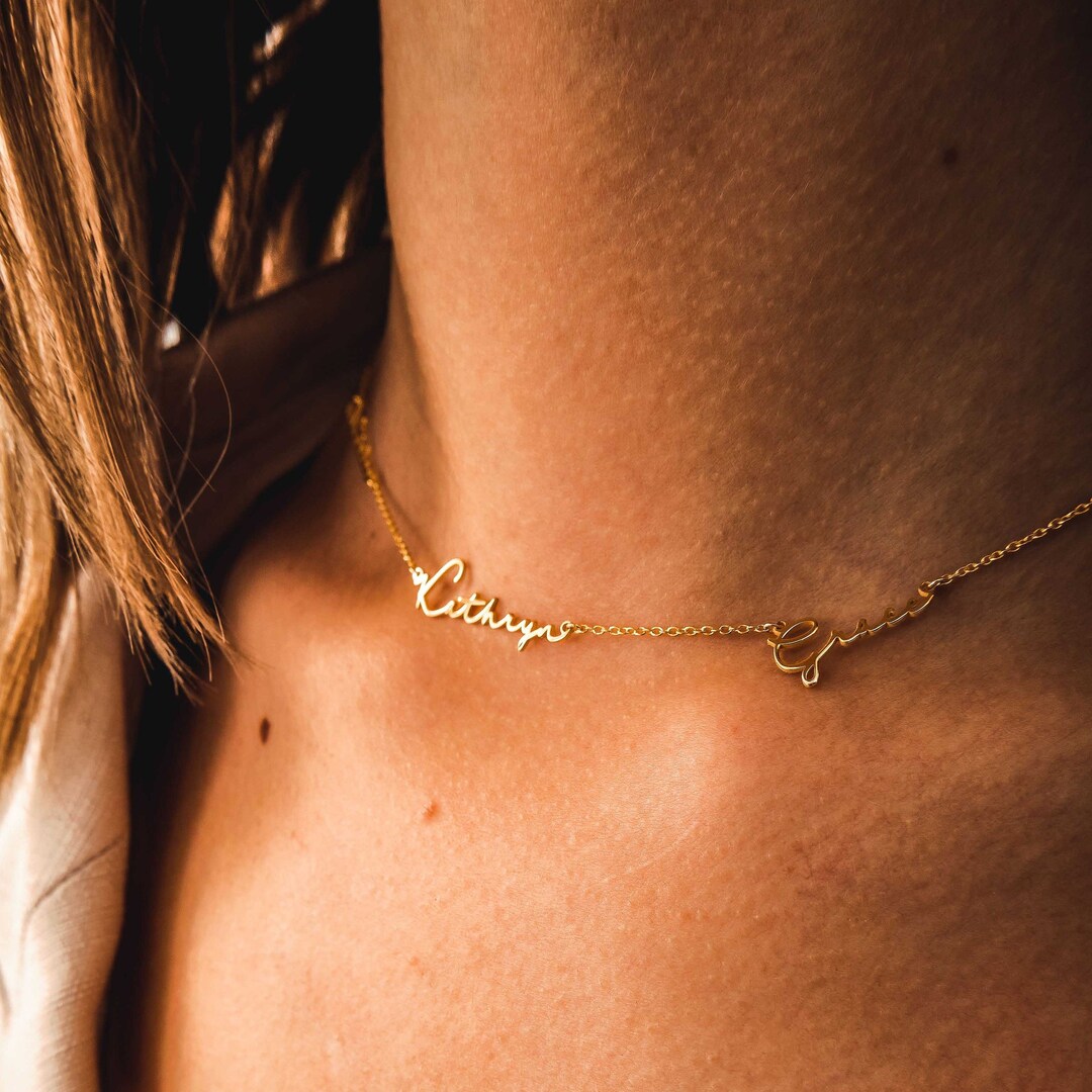 Personalized Multiple Name Necklace Gold, Dainty Thin Gold Filled and ...