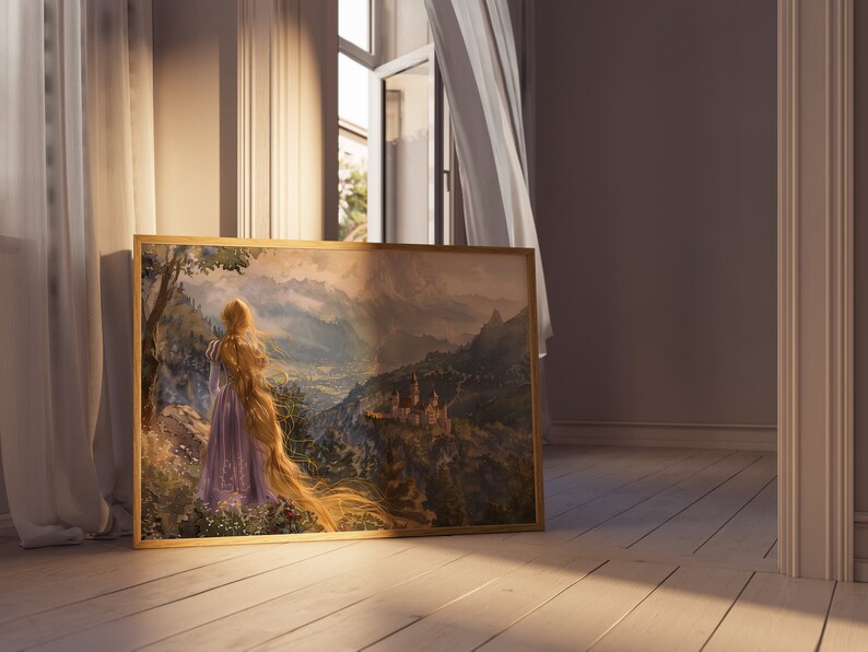 Rapunzel & Fairytale Castle Landscape Fairytale Illustration Digital ...