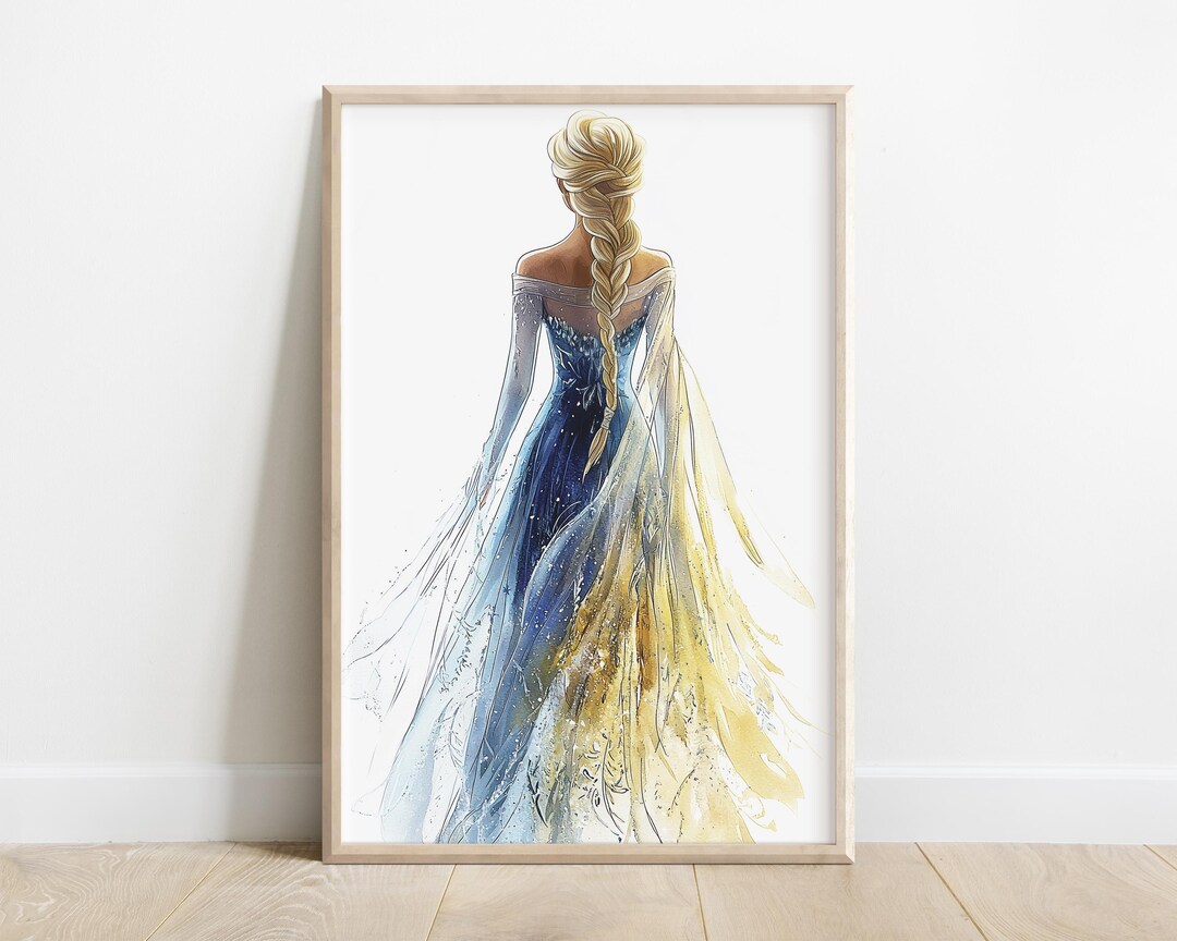 Elsa Watercolor Portrait: Frozen-inspired Fairytale Art (digital ...