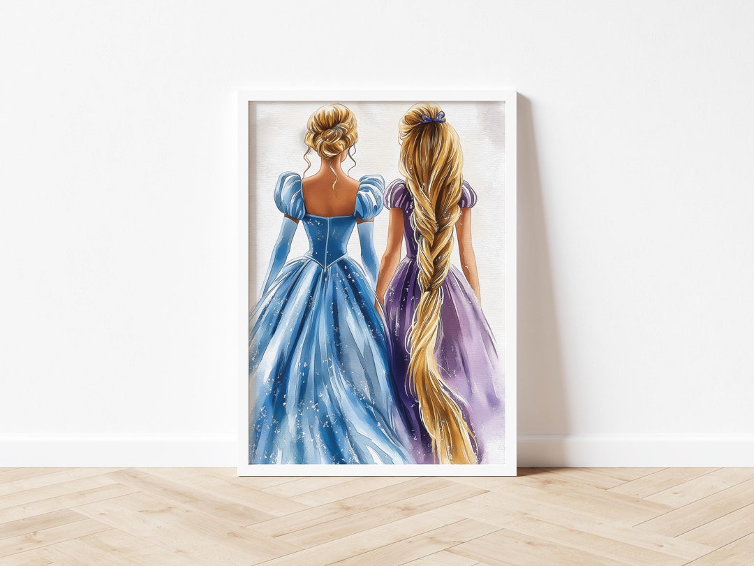 Cinderella & Rapunzel Best Friends Vintage Fairytale Princess Digital ...