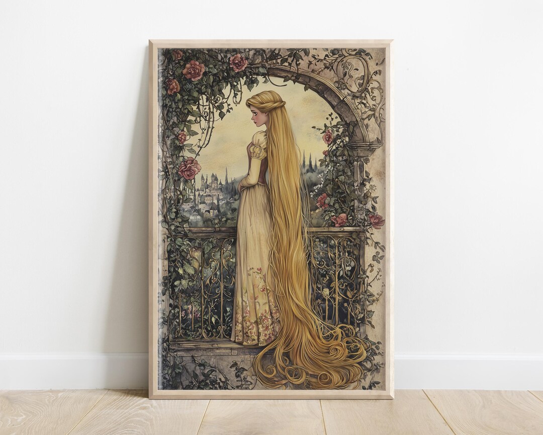 Rapunzel Vintage Bookplate Print, Cameo Style | Fairytale Illustration ...