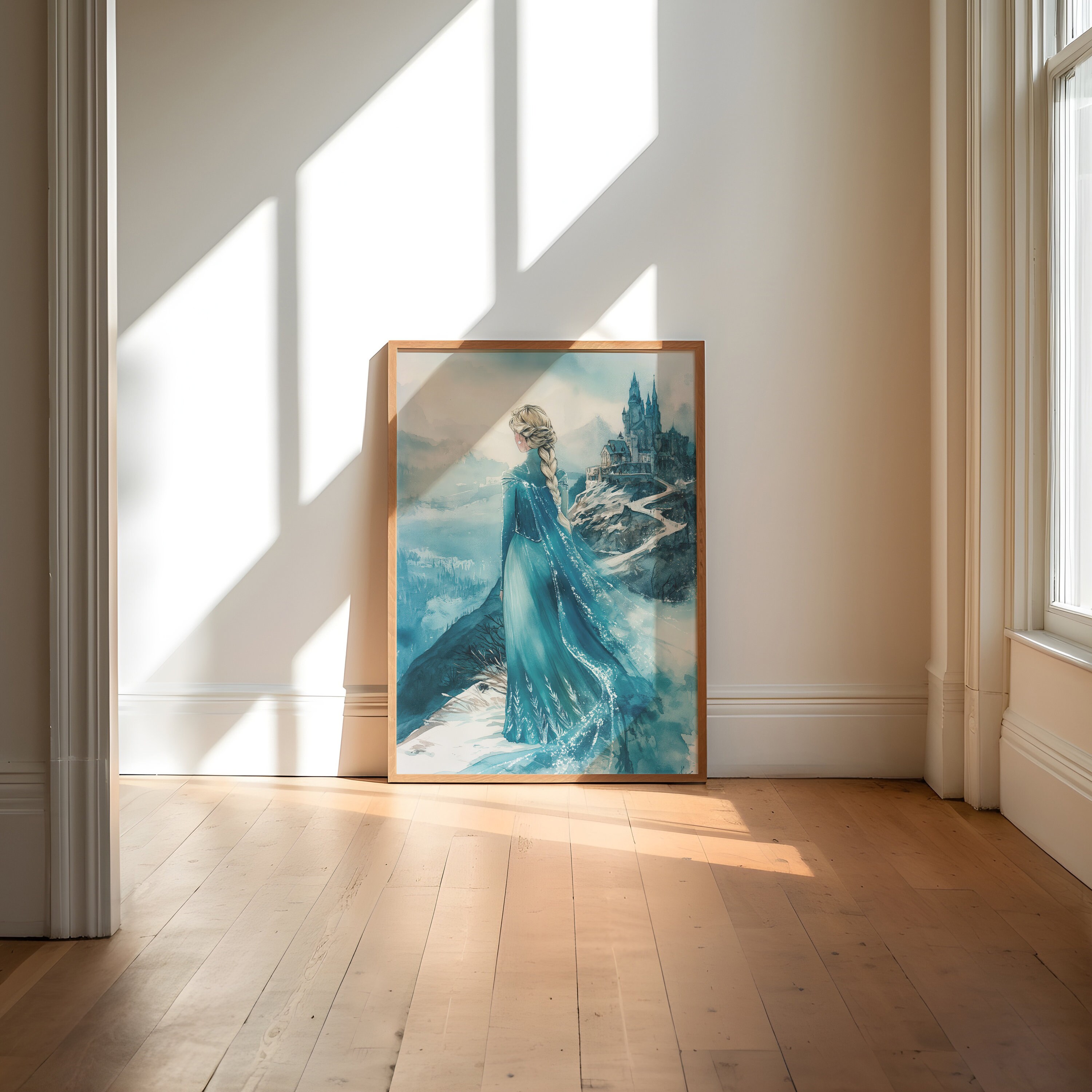 Elsa Inspired Frozen Snow Queen Vintage Fairytale Castle Illustration ...